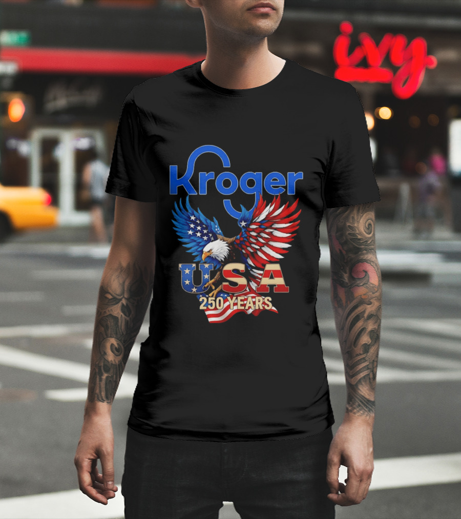 Kroger Eagle USA 250 Years American Flag T-Shirt