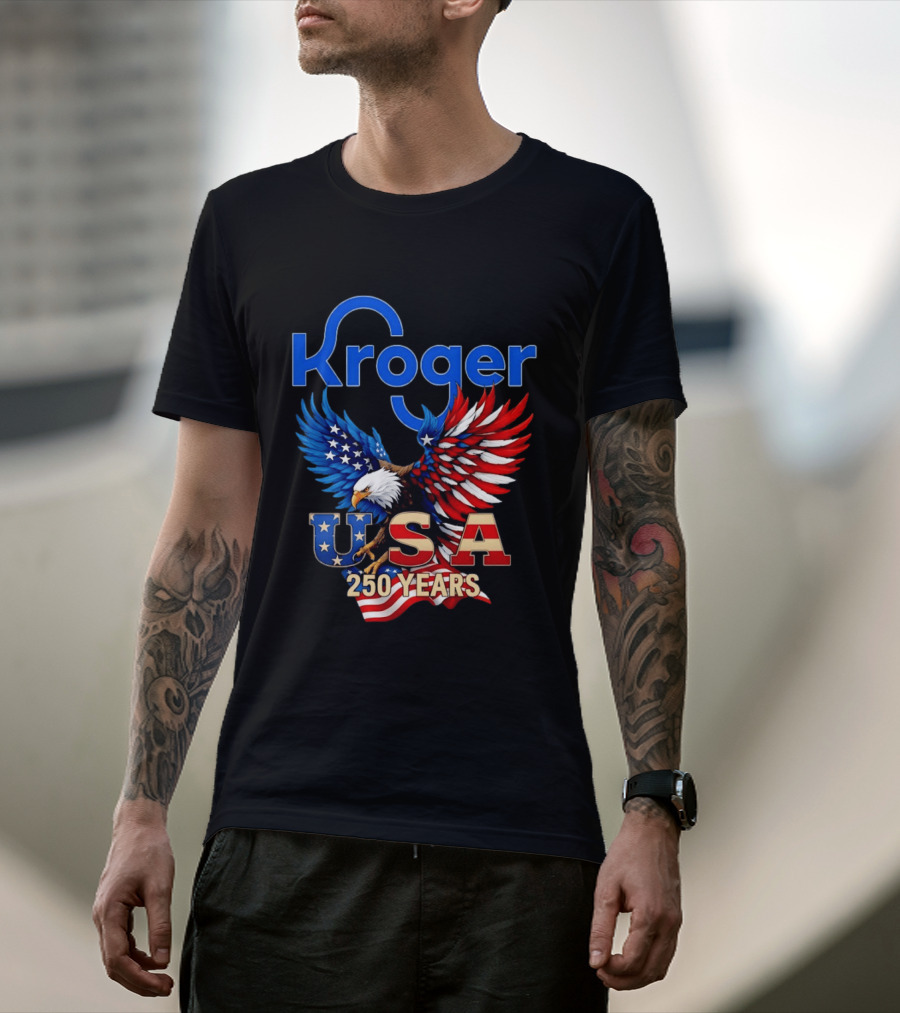Kroger Eagle USA 250 Years American Flag T-Shirt