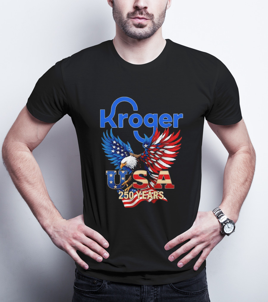 Kroger Eagle USA 250 Years American Flag T-Shirt