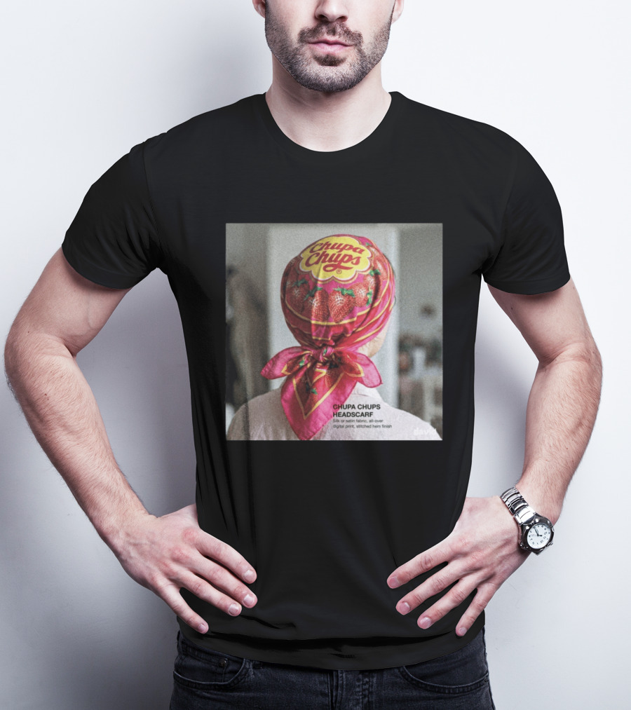 Chupa Chups Headscarf Strawberries Silk Satin Digital Print T-Shirt