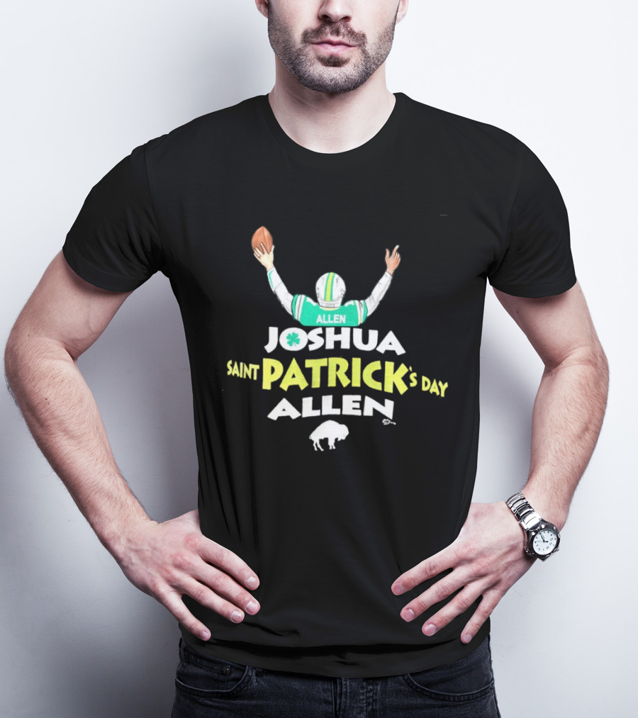 Joshua Saint Patrick's Day Allen Football Celebration With Shamrock And Buffalo T-Shirt