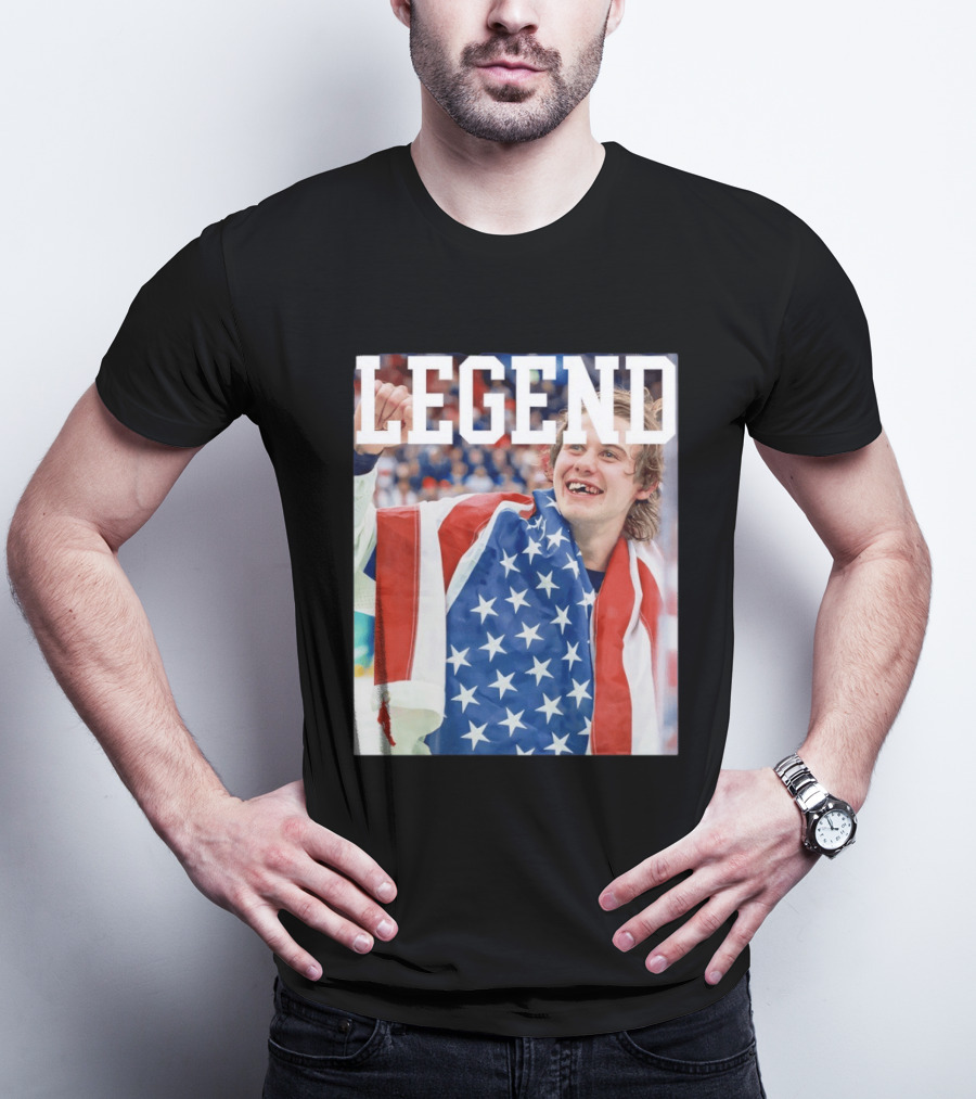 Men's Hockey USA Jack Hughes Legend American Flag Victory Celebration T-Shirt