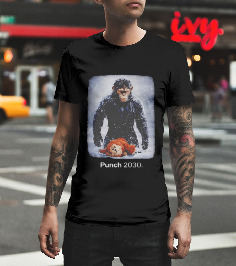 Punch 2030 Ape With Toy Snow Scene T-Shirt