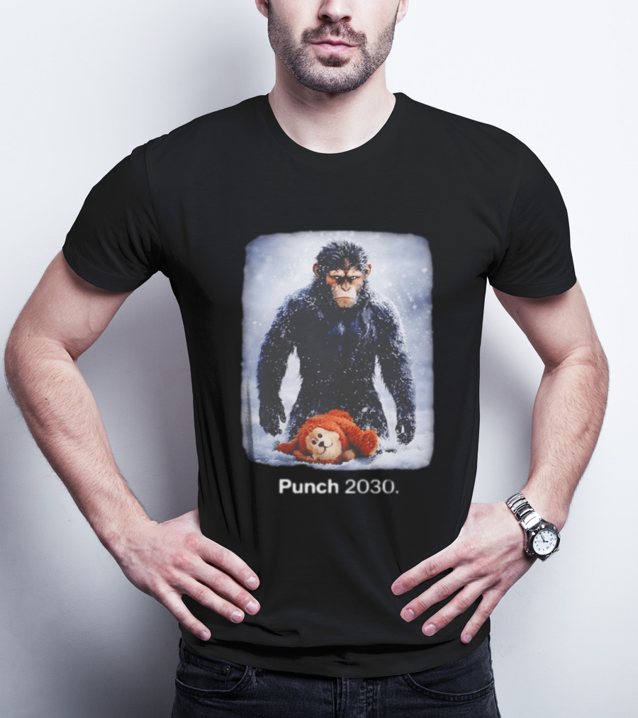 Punch 2030 Ape With Toy Snow Scene T-Shirt