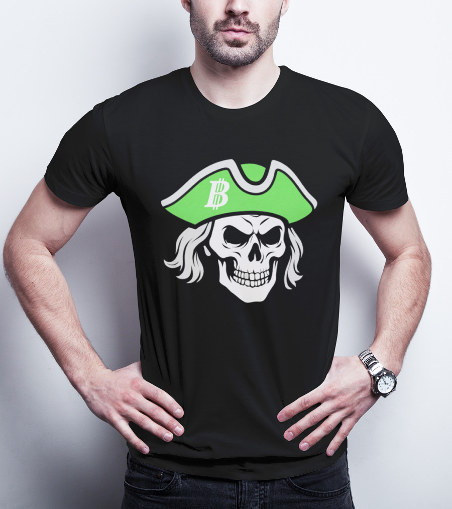 Pennsylvania Benjamins Skull With Pirate Hat Featuring Bitcoin T-Shirt
