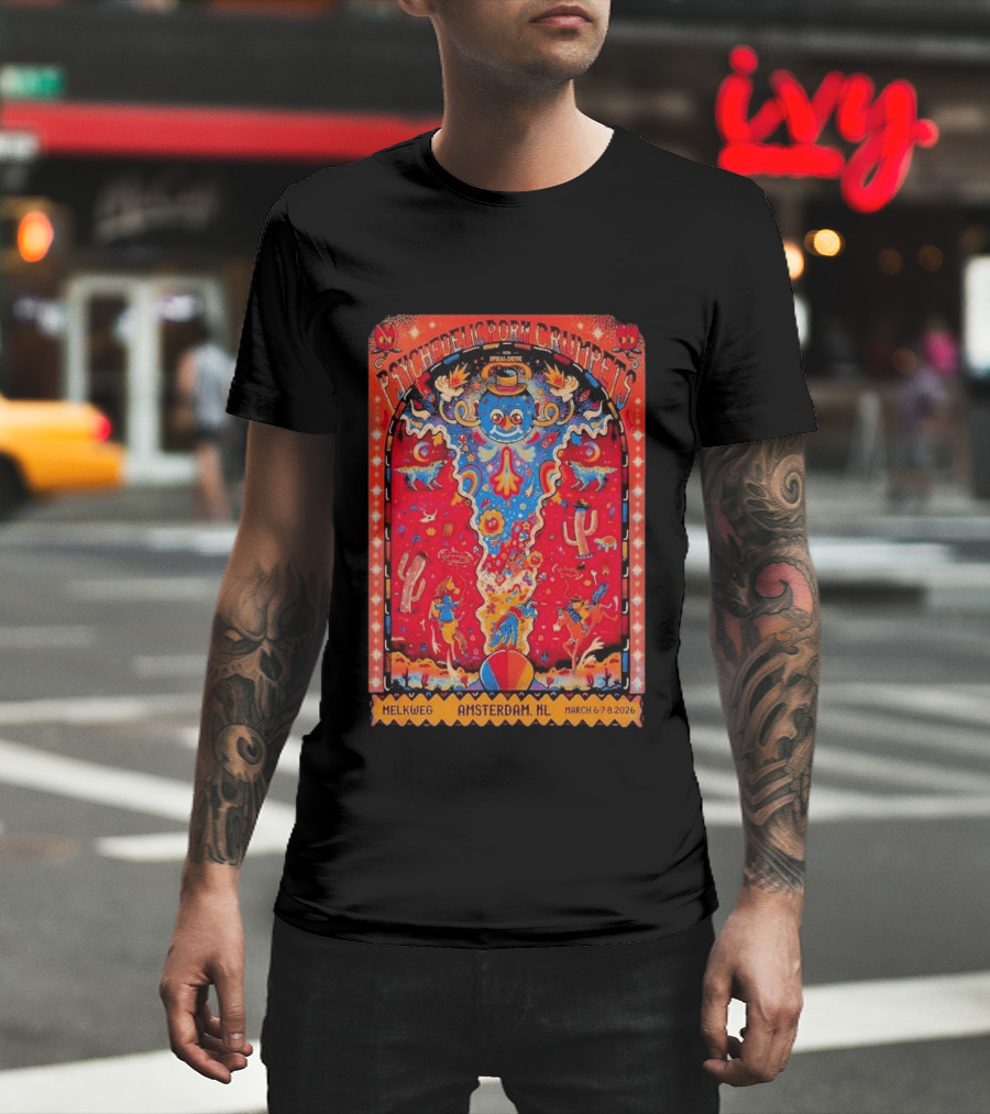 Psychedelic Porn Crumpets Live Melkweg Amsterdam March 6 8 2026 Tour T-Shirt