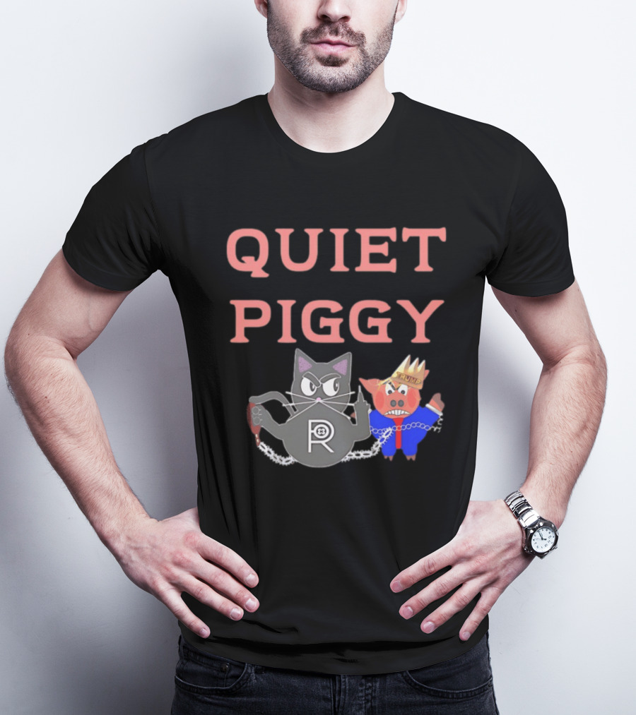 Quiet Piggy Cat Icon With Crowned Pig T-Shirt