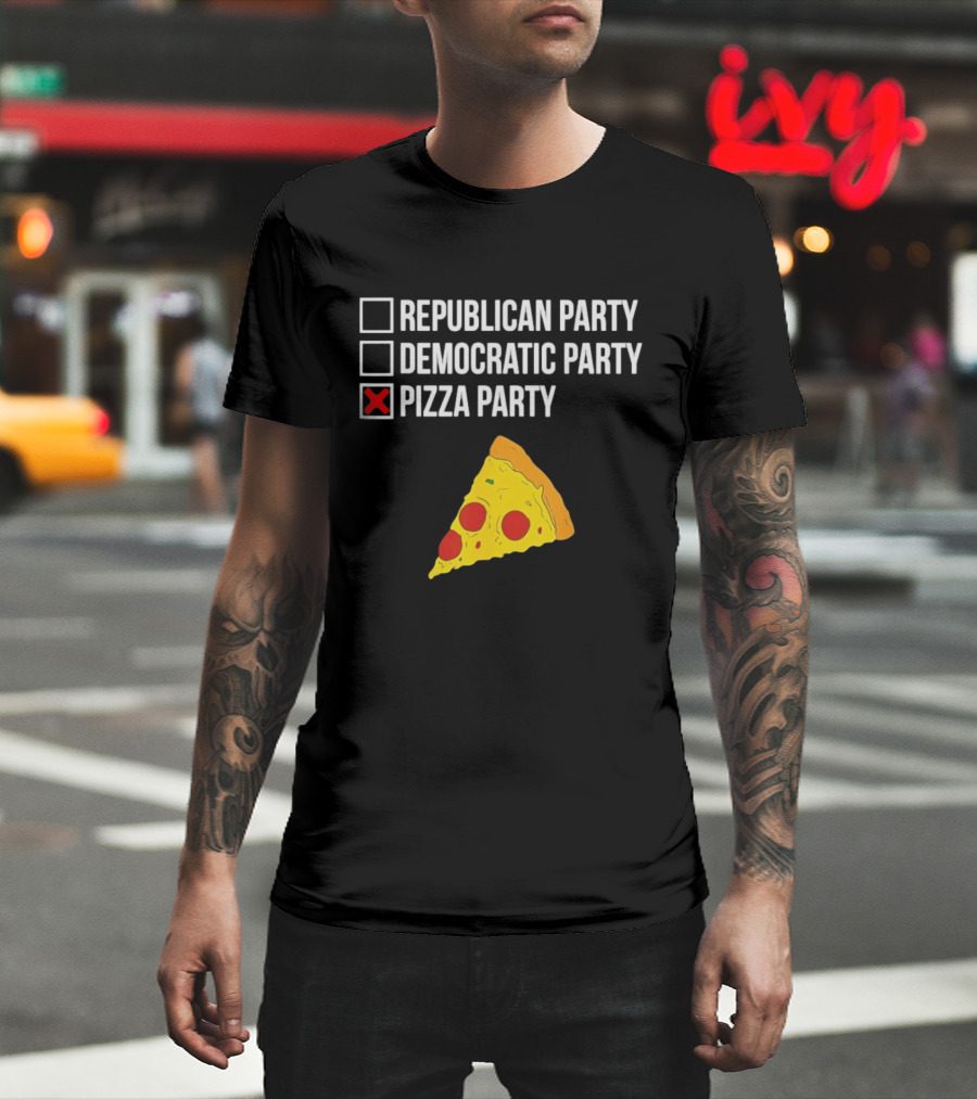 Republican Party Democratic Party Pizza Party Funny Pizza Slice Voter Humor T-Shirt
