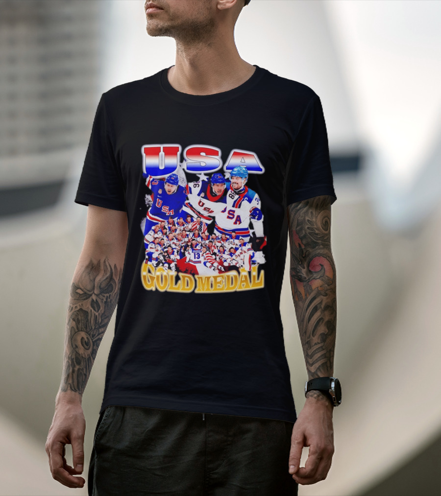 USA Gold Medal Team Vintage Bootleg Throwback T-Shirt