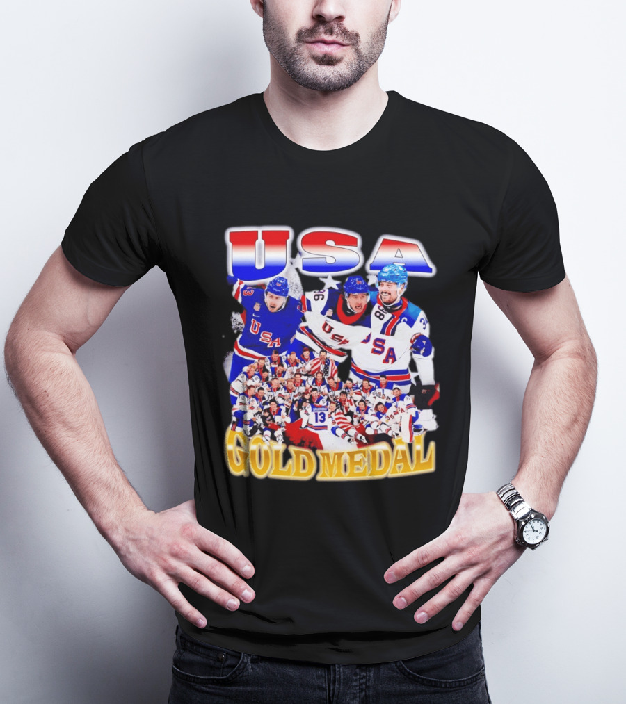 USA Gold Medal Team Vintage Bootleg Throwback T-Shirt