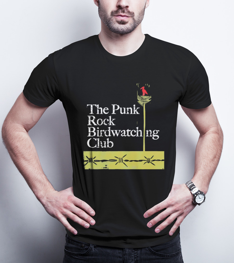 The Punk Rock Bird Ing Club Red Bird Perched On Column T-Shirt