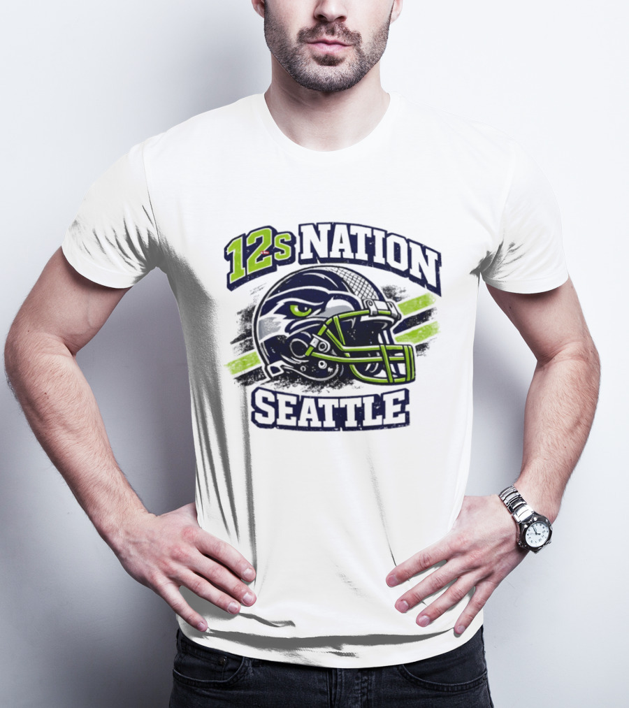 12s Nation Seattle Football Helmet Seahawks T-Shirt