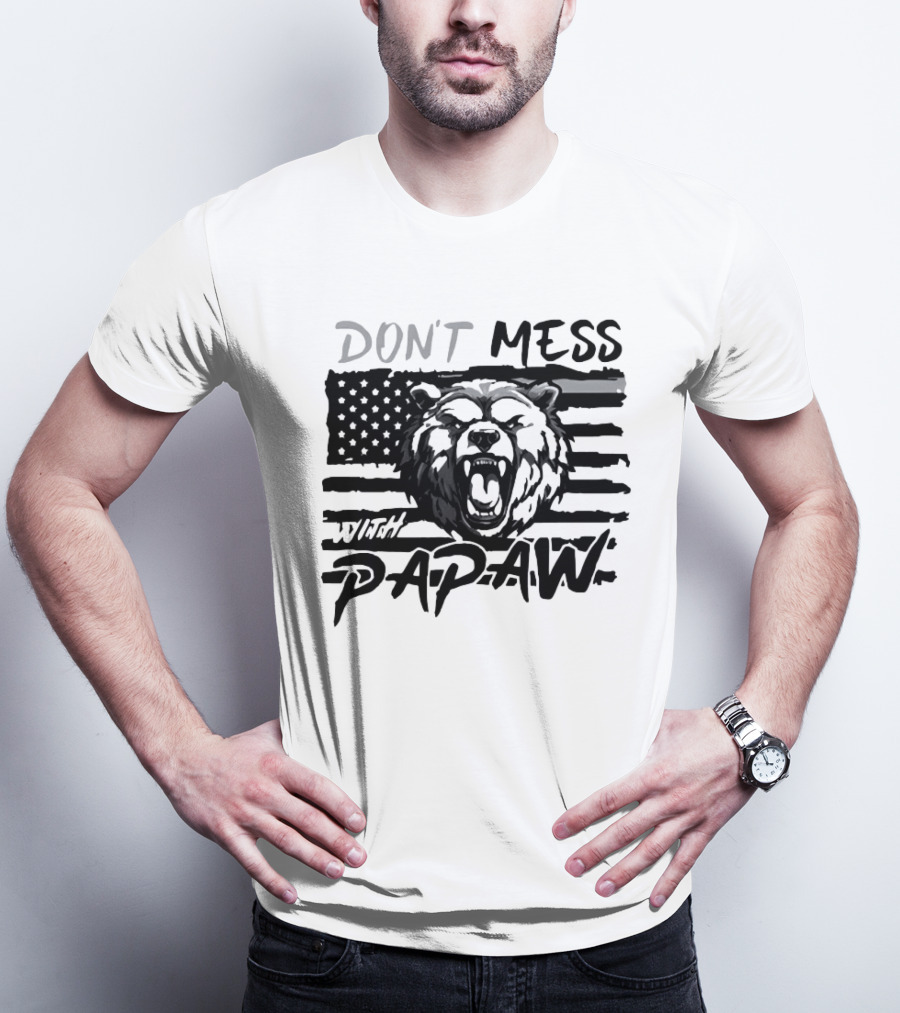 Don't Mess With Papaw Bear American Flag T-Shirt