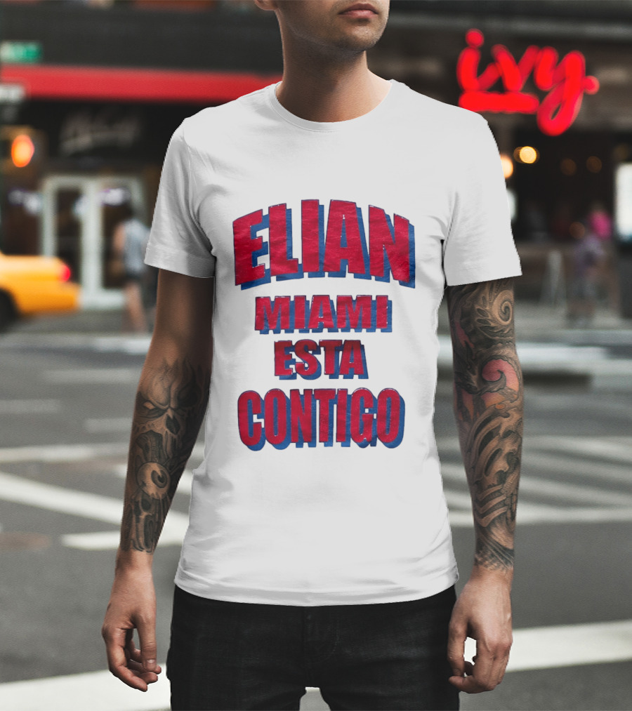 Elian Miami Esta Contigo Red Blue T-Shirt