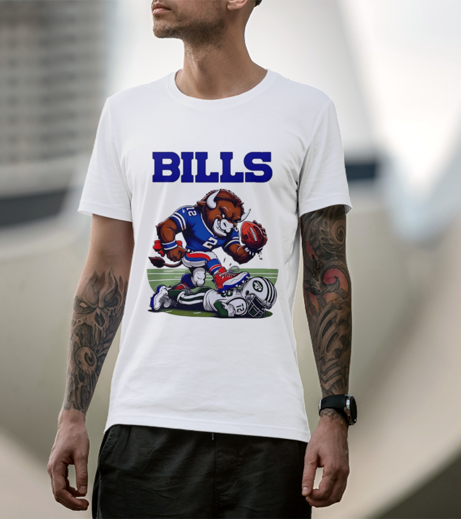 Buffalo Bills Dominating New York Jets Rivalry NFL Mascot Showdown T-Shirt