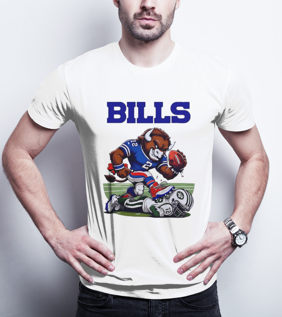 Buffalo Bills Dominating New York Jets Rivalry NFL Mascot Showdown T-Shirt