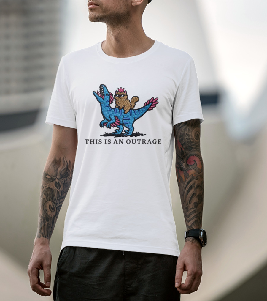 Cat Lover Embroidered Princess Donut And Mongo Dinosaur Outrage T-Shirt