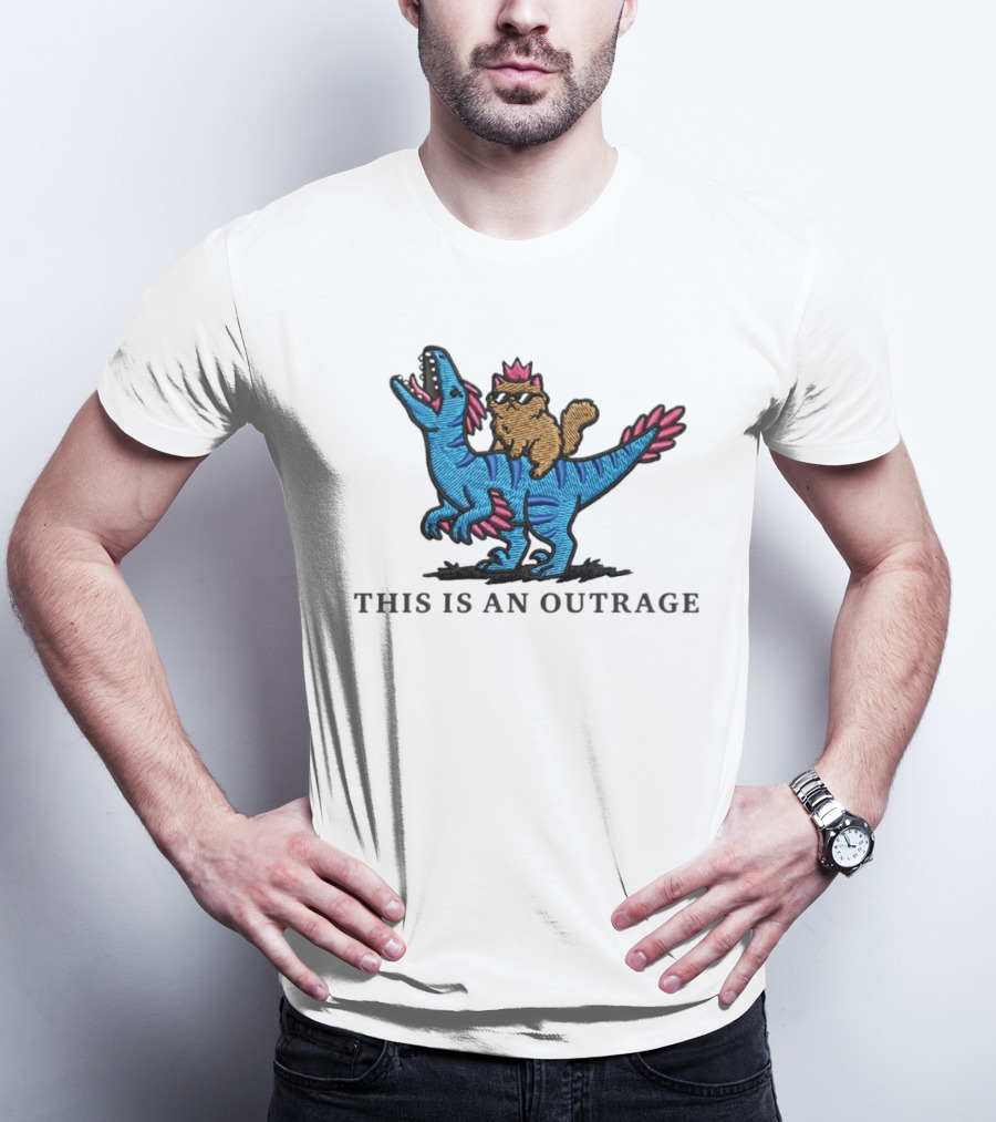 Cat Lover Embroidered Princess Donut And Mongo Dinosaur Outrage T-Shirt