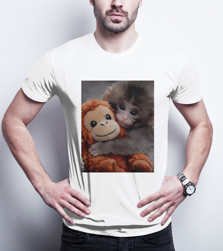 I Love Punch Monkey Hugging Stuffed Monkey T-Shirt
