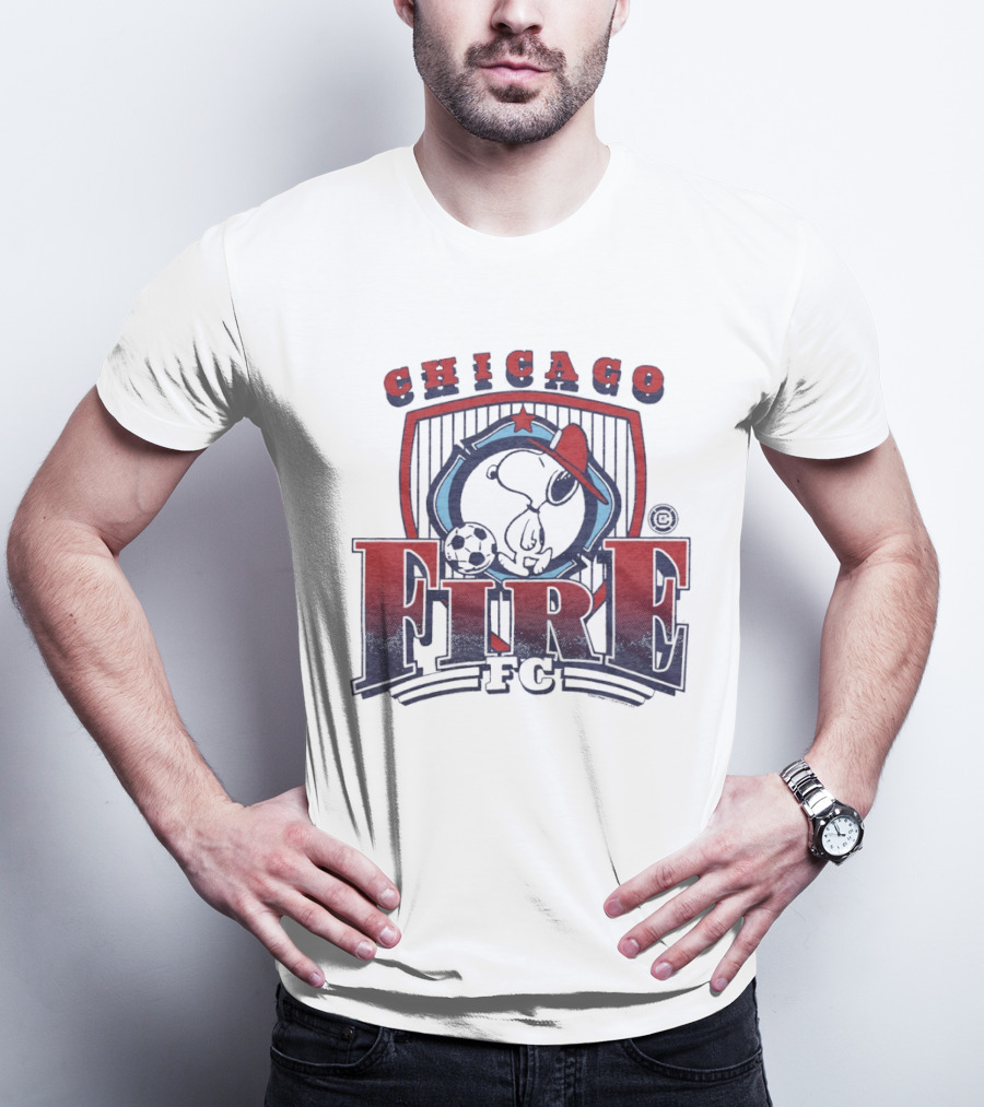 Peanuts Snoopy Chicago Fire FC Collaboration With Soccer Ball And Hat T-Shirt