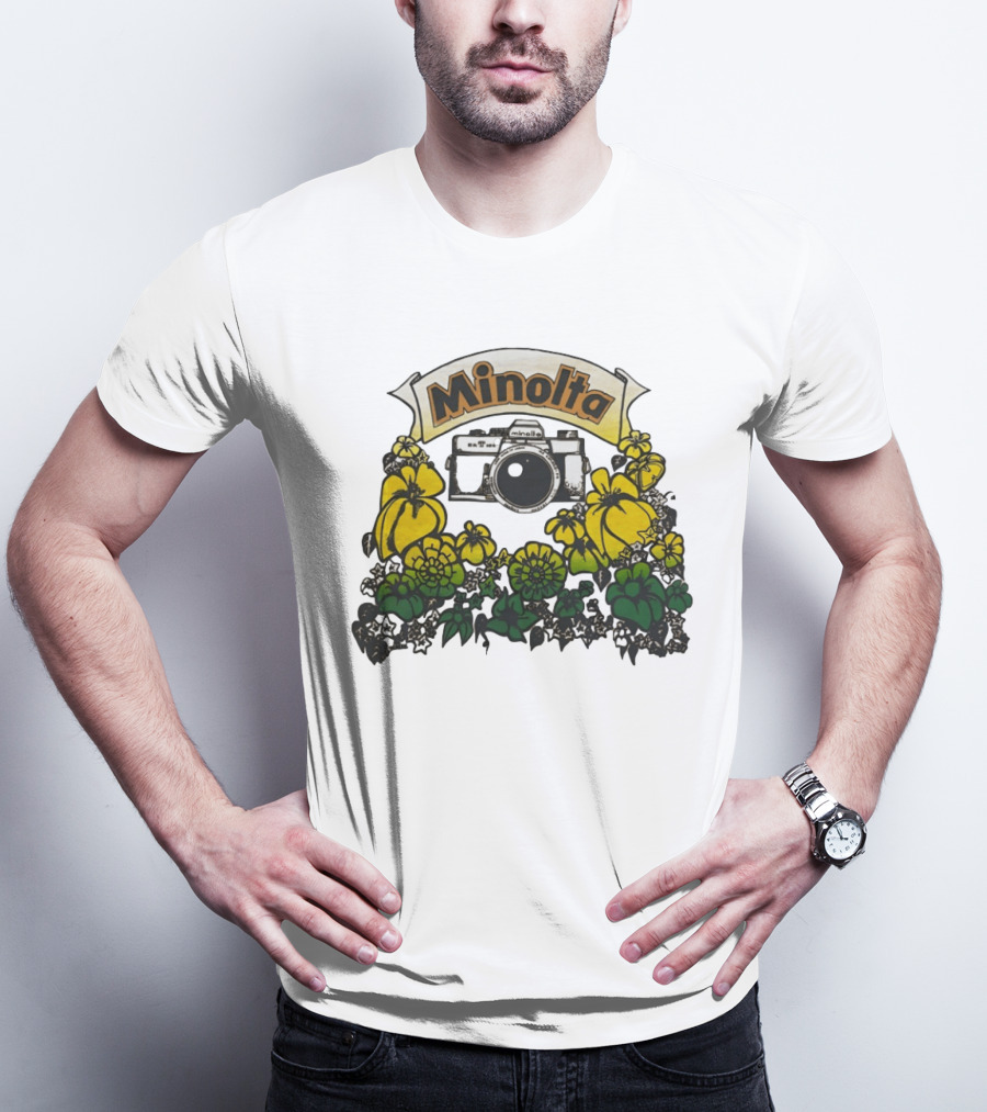 Minolta SRT 70s Vintage Floral Camera Promo T-Shirt