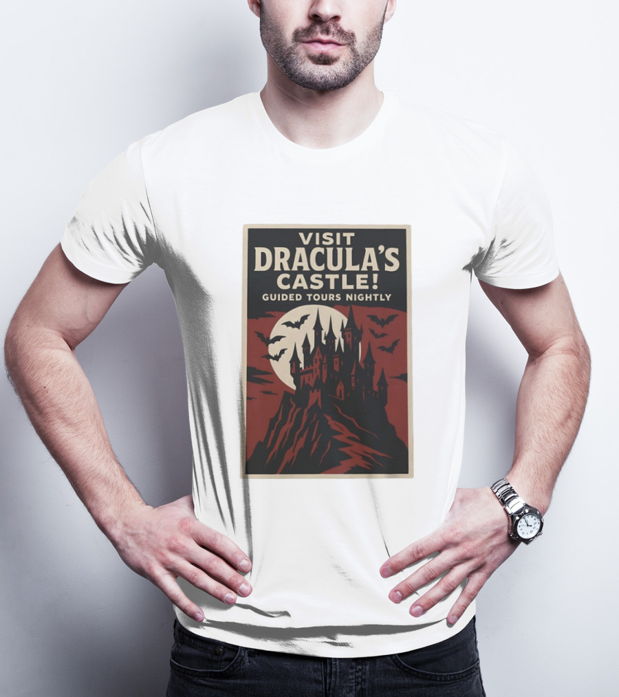 Visit Dracula's Castle Guided Tours Nightly Bats Moon Gothic Twilight T-Shirt