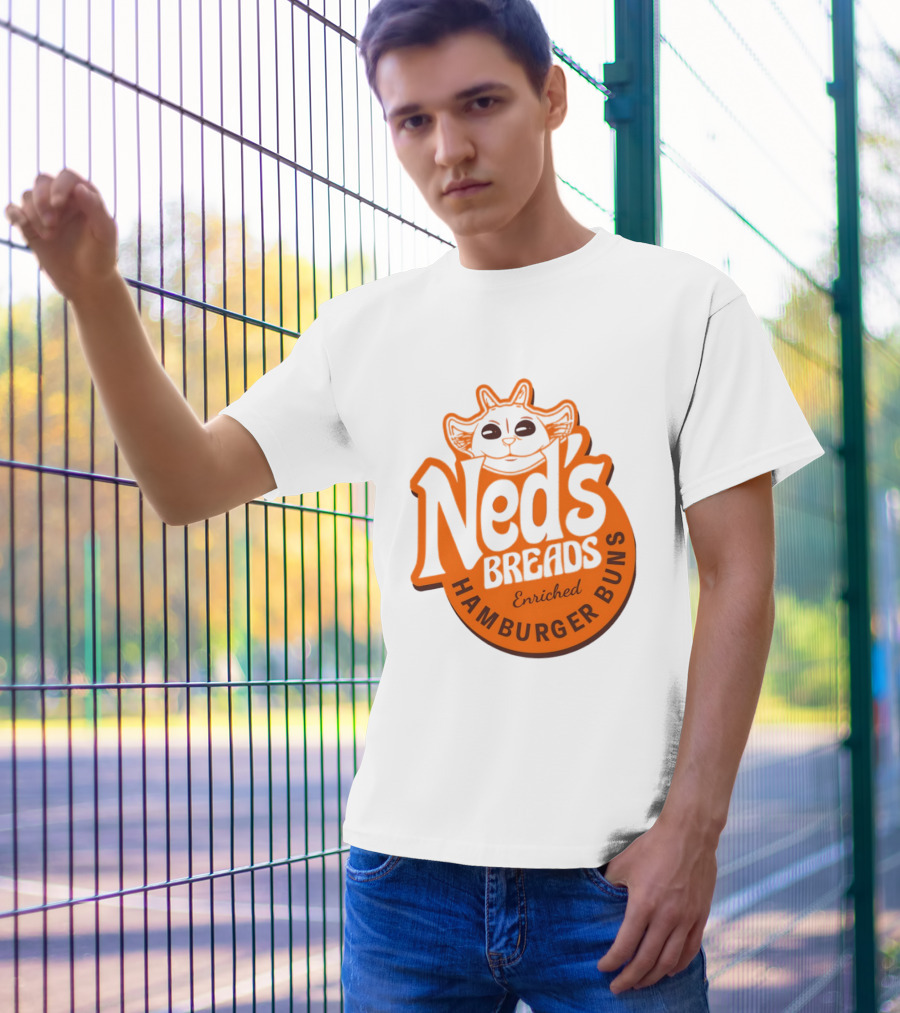 Ned's Breads Enriched Hamburger Buns Cat T-Shirt