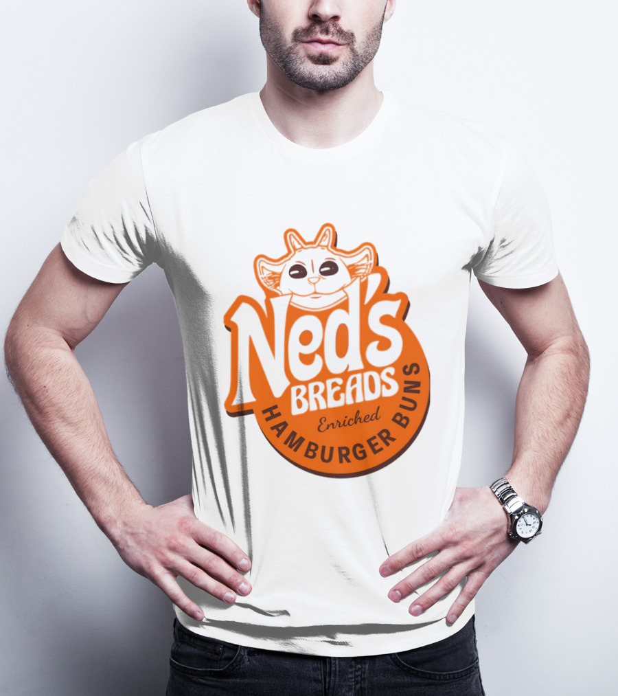 Ned's Breads Enriched Hamburger Buns Cat T-Shirt