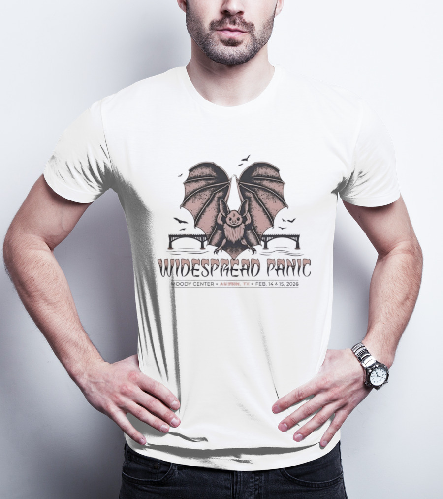 Widespread Panic Austin Texas 2026 Bat Wings And Bridges T-Shirt