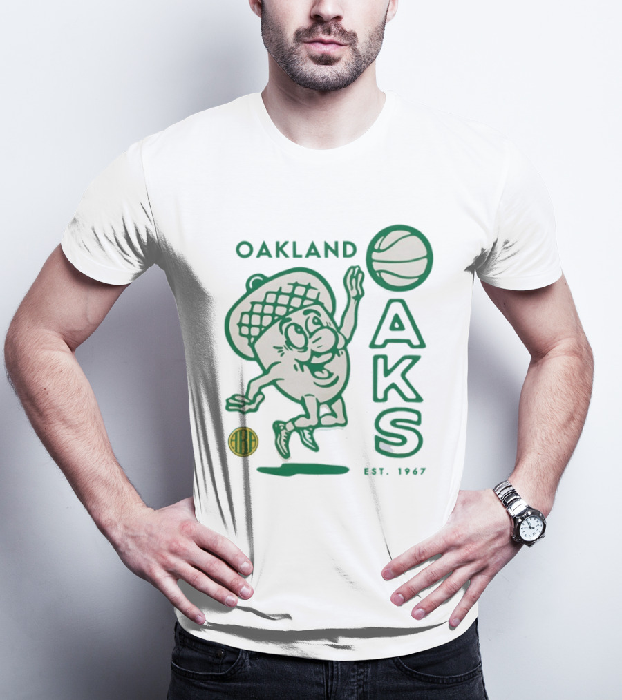 Oakland Oaks ABA 1967 Basketball Cartoon Acorn T-Shirt