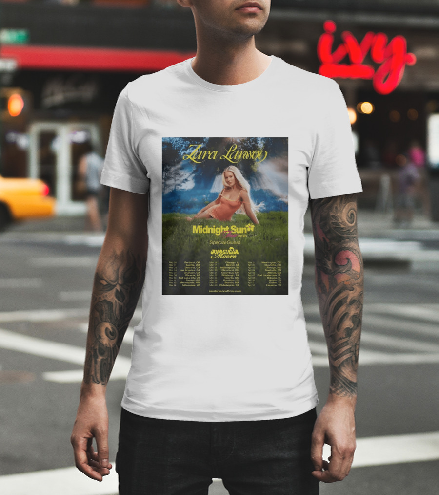Zara Larsson Midnight Sun Tour 2026 Special Guest Moore Dates And Locations T-Shirt