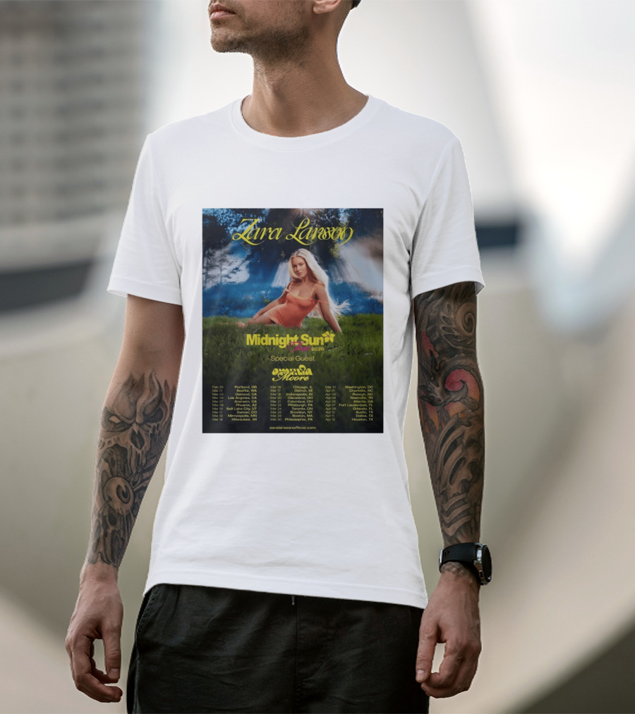 Zara Larsson Midnight Sun Tour 2026 Special Guest Moore Dates And Locations T-Shirt