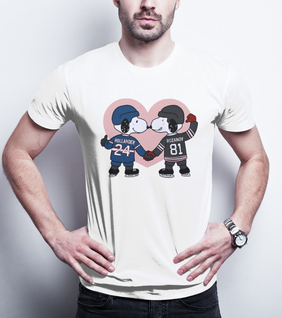 Snoopy Hockey Romance With Ilya Rozanov And Shane Hollander T-Shirt