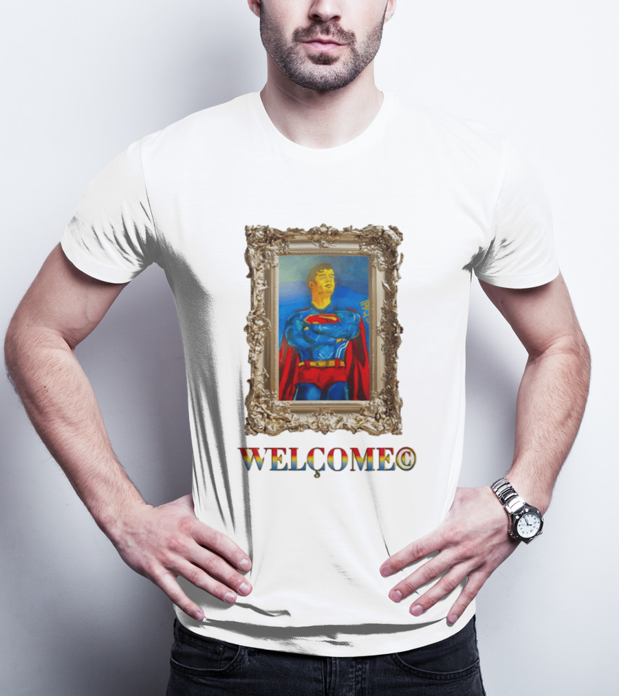Superpunk Welcome Superman Iconic Gold Frame T-Shirt