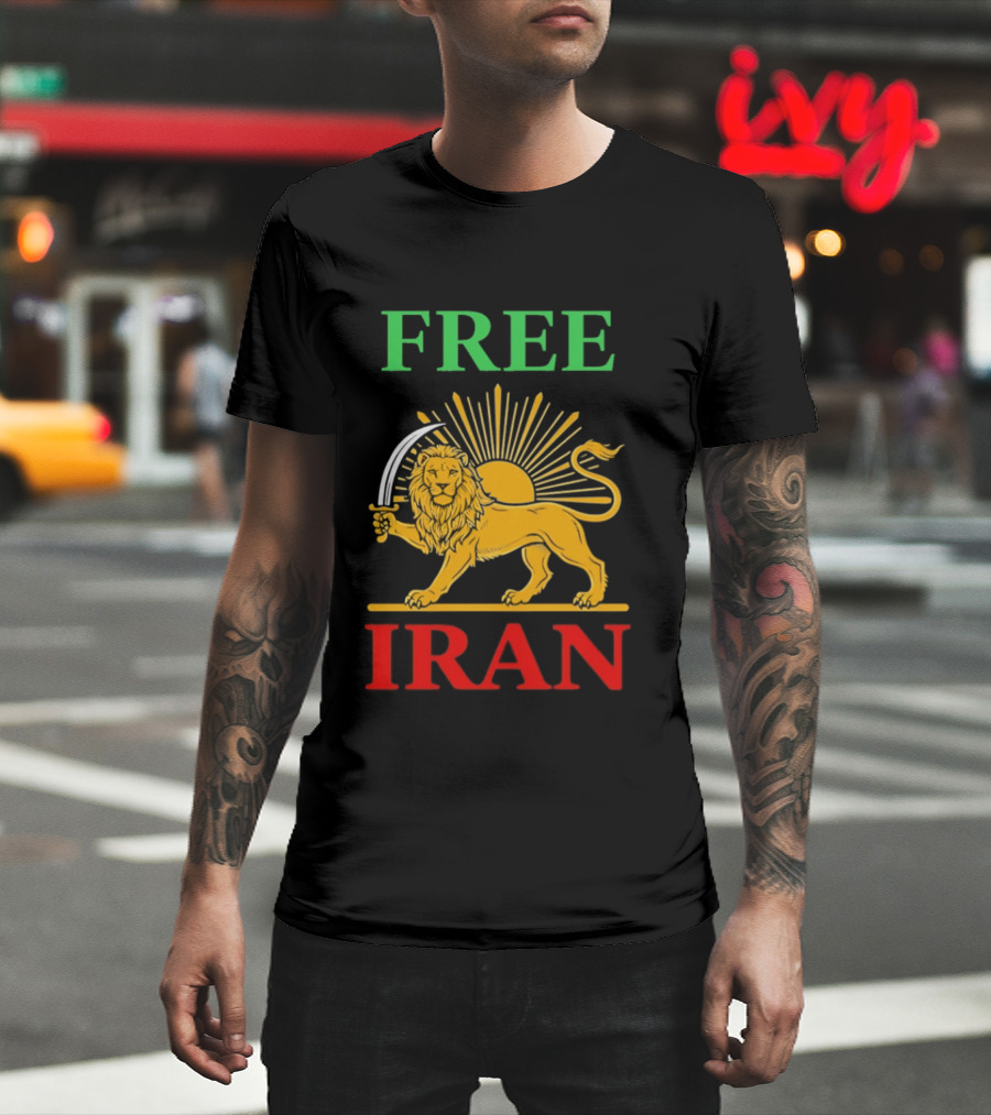 Free Iran Lion And Sun Shir O Khorshid T-Shirt