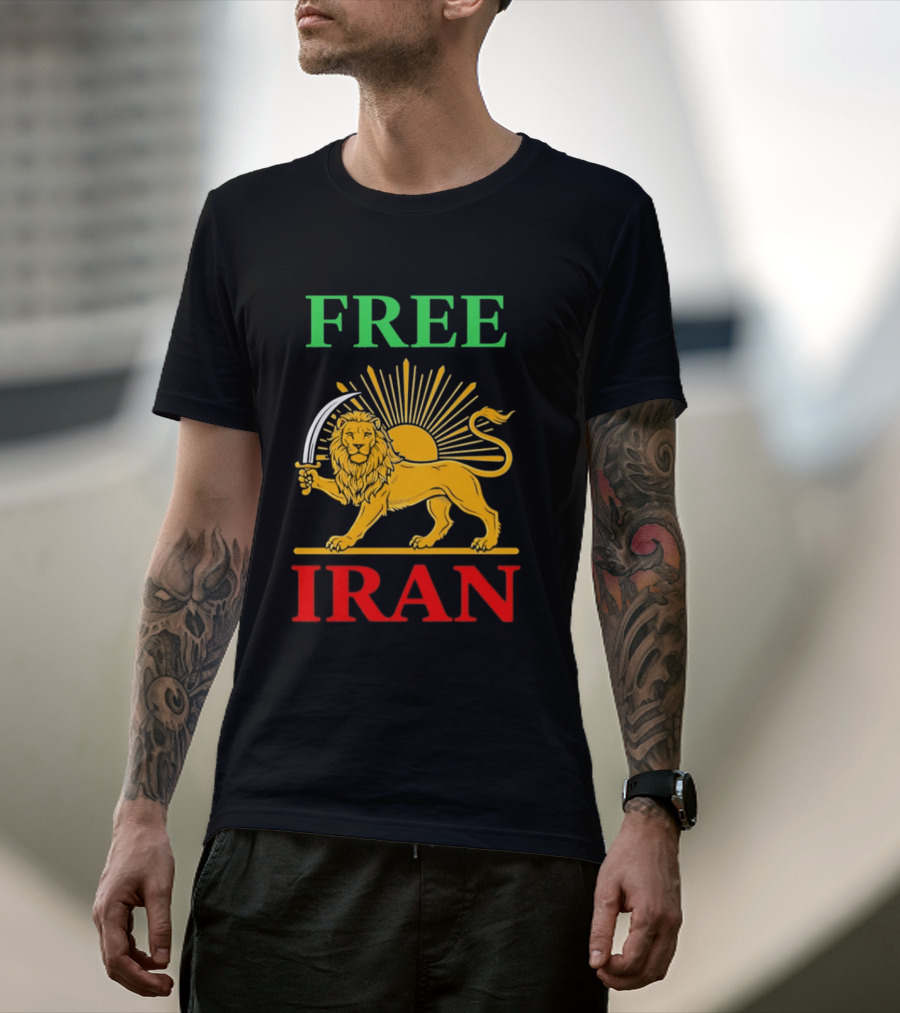 Free Iran Lion And Sun Shir O Khorshid T-Shirt