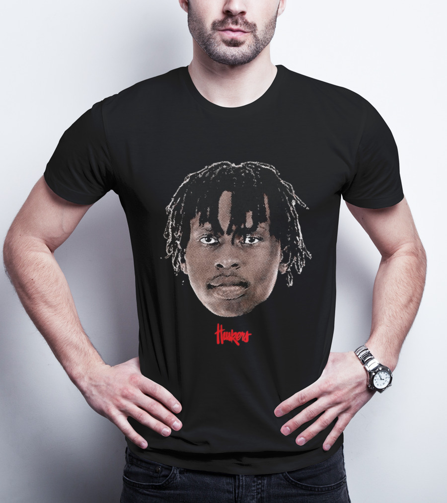 Justin Bolis Big Head Huskers Nebraska Cornhuskers T-Shirt
