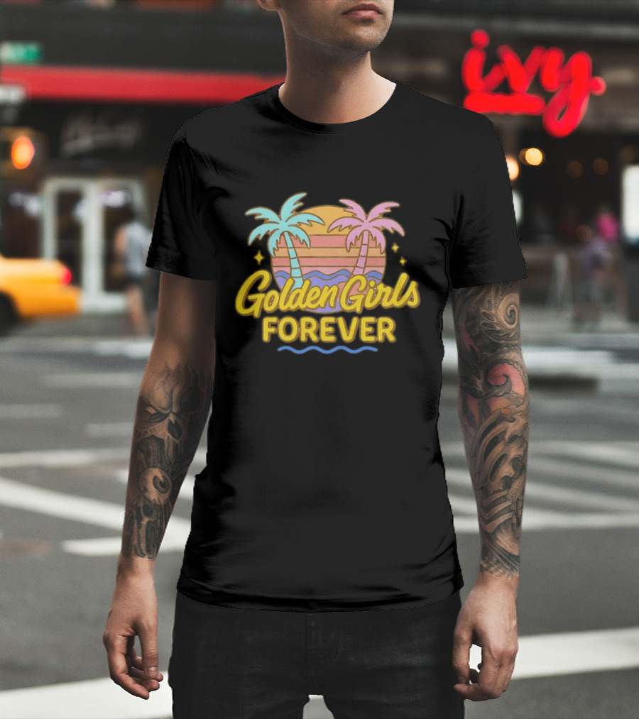 Golden Girls Forever Sunset Palm Trees Retro Aesthetic T-Shirt