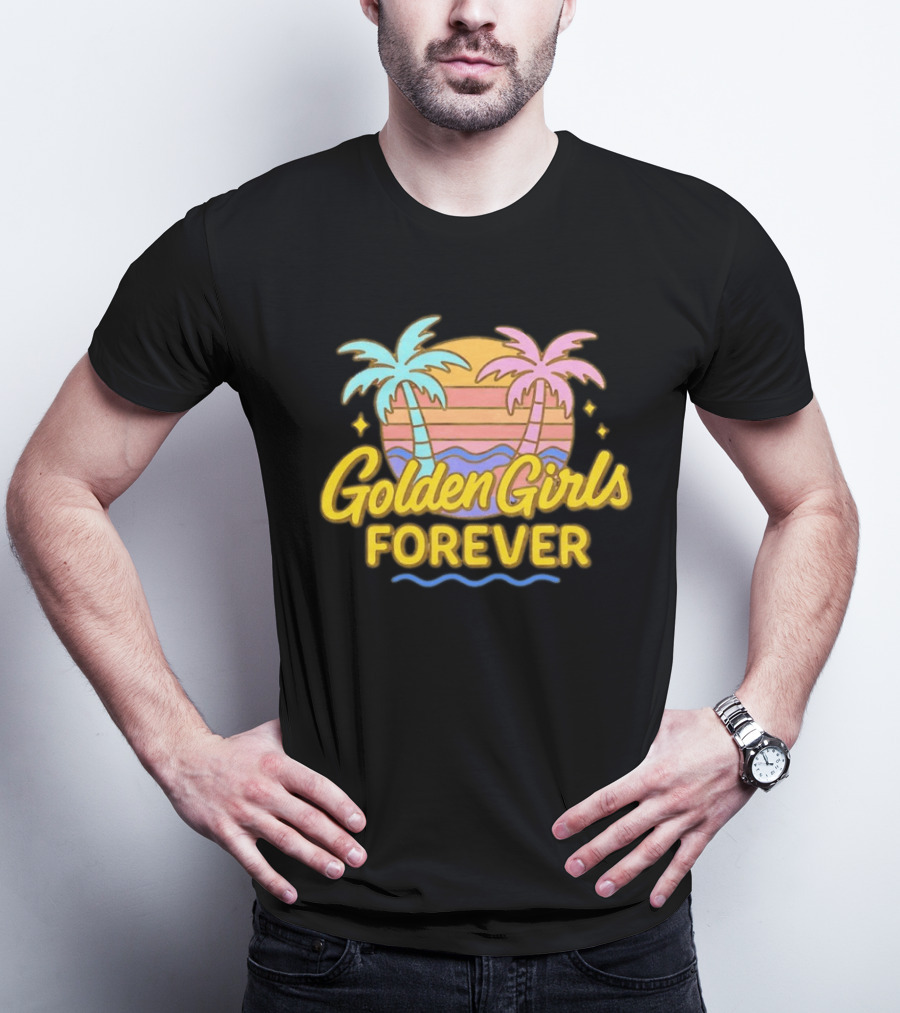 Golden Girls Forever Sunset Palm Trees Retro Aesthetic T-Shirt