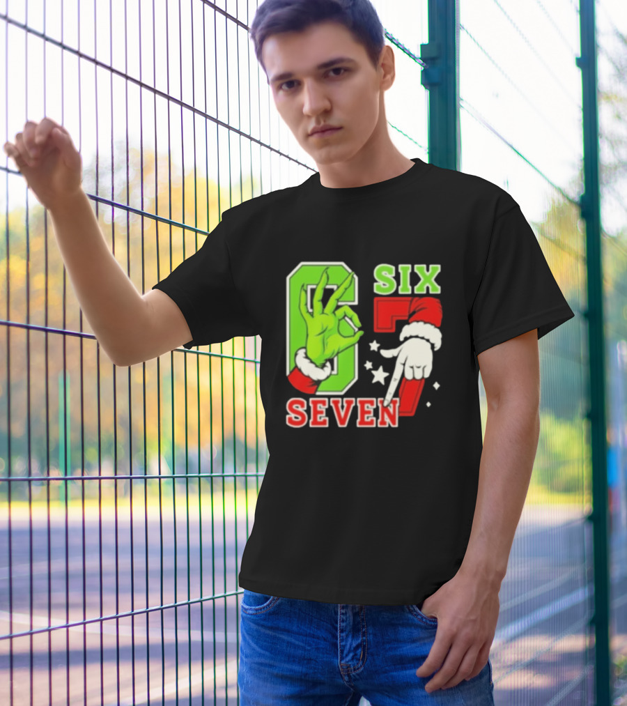 Grinch Santa 67 Six Seven Christmas TikTok Trending T-Shirt