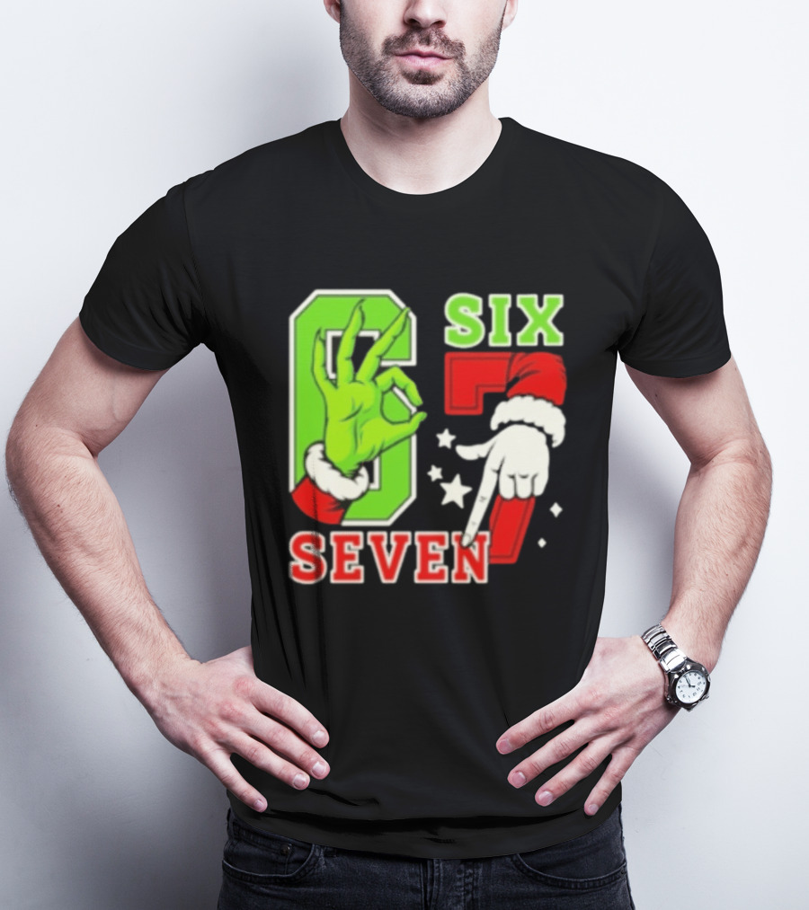 Grinch Santa 67 Six Seven Christmas TikTok Trending T-Shirt