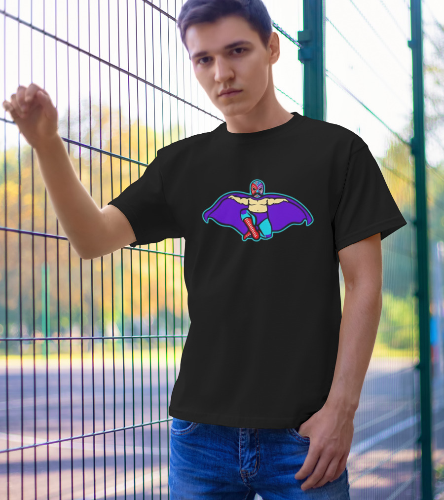 Hill City Howlers Baseball Luchadores Voladores Wrestler Cape Mask T-Shirt