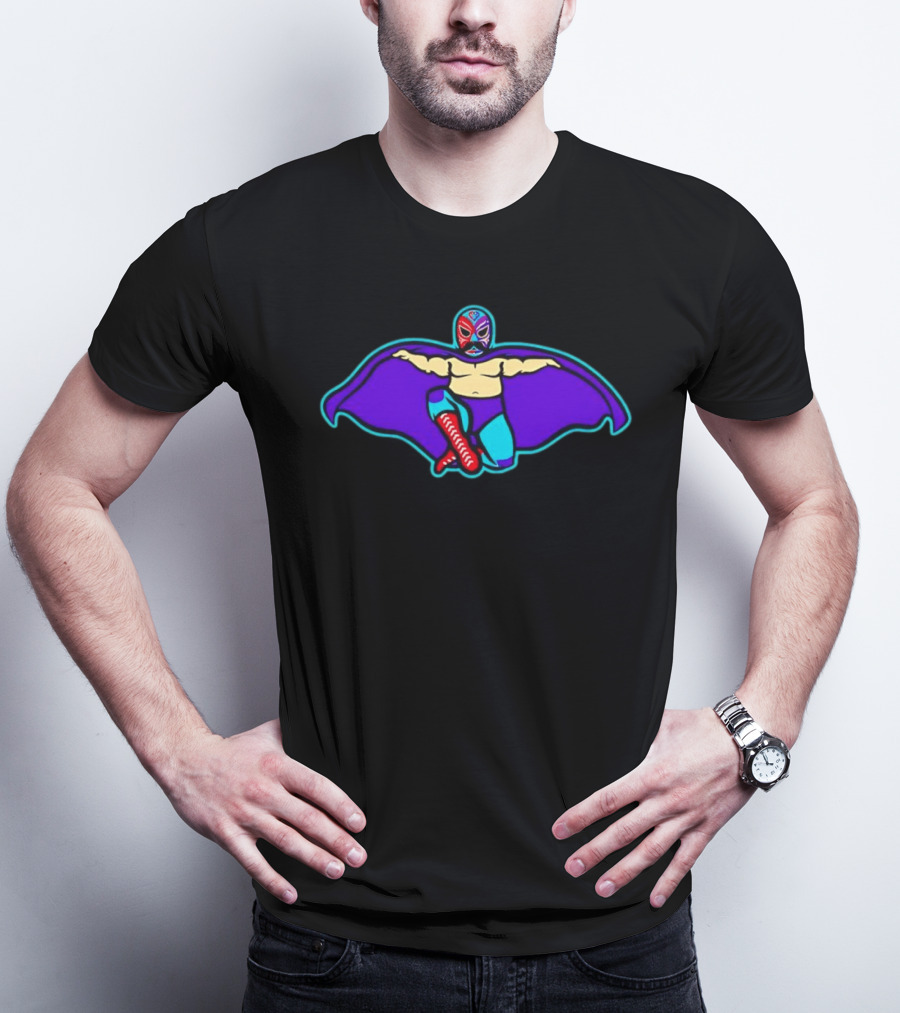 Hill City Howlers Baseball Luchadores Voladores Wrestler Cape Mask T-Shirt