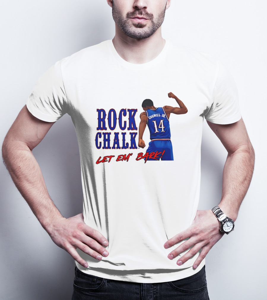 Rock Chalk Melvin Council Jr 14 Let Em' Bark T-Shirt