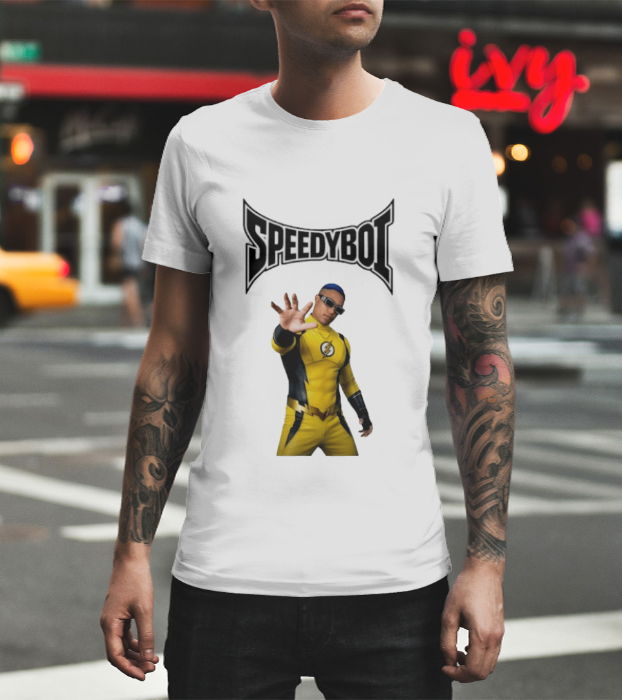 Speedyboi Fast Costume Yellow Superhero Suit T-Shirt