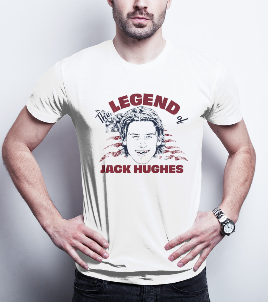 The Legend Of Jack Hughes USA Hockey American Flag T-Shirt