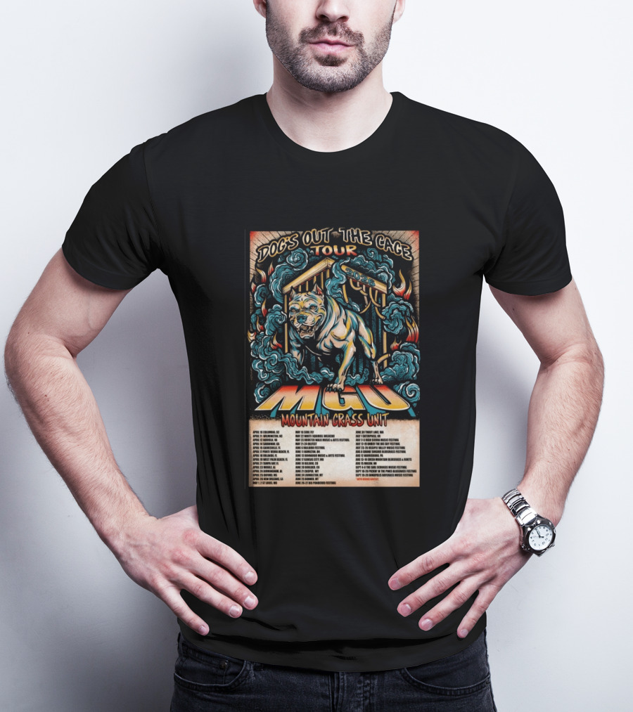 Dog's Out The Cage Tour 2026 Mountain Grass Unit MGU T-Shirt