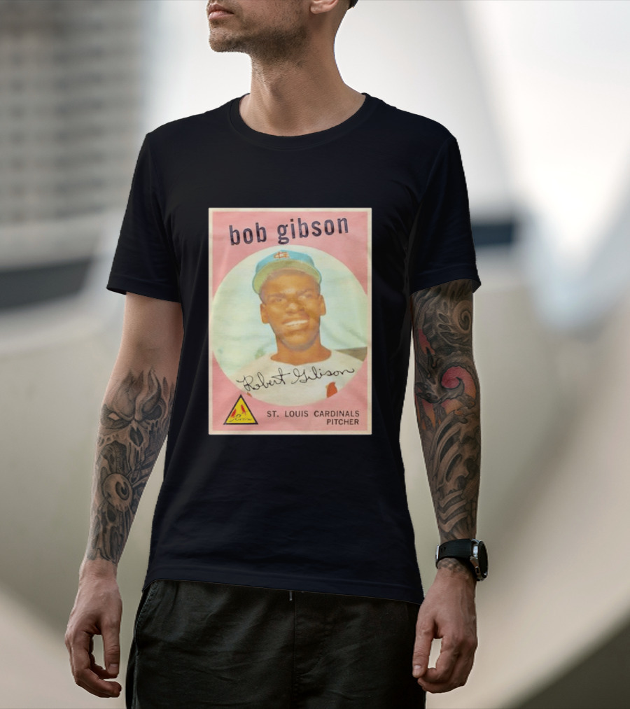 Bob Gibson 1959 St. Louis Cardinals Pitcher Vintage Topps Baseball Card T-Shirt