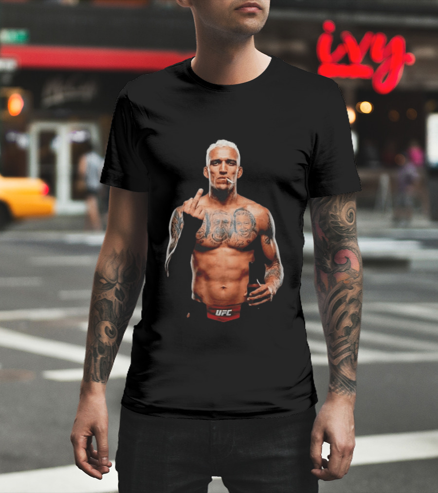 Charles Oliveira UFC Middle Finger Tattoo Smoking 2026 T-Shirt
