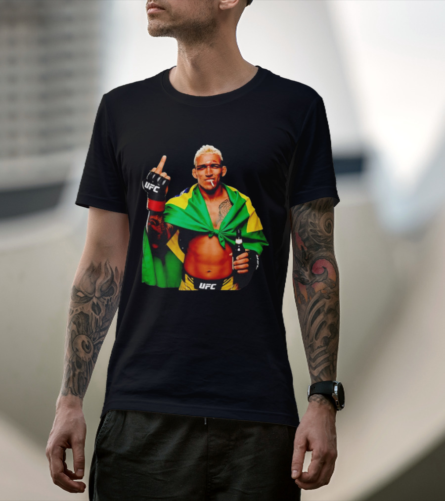 Charles Oliveira UFC Middle Finger Brazilian Flag Fighter T-Shirt